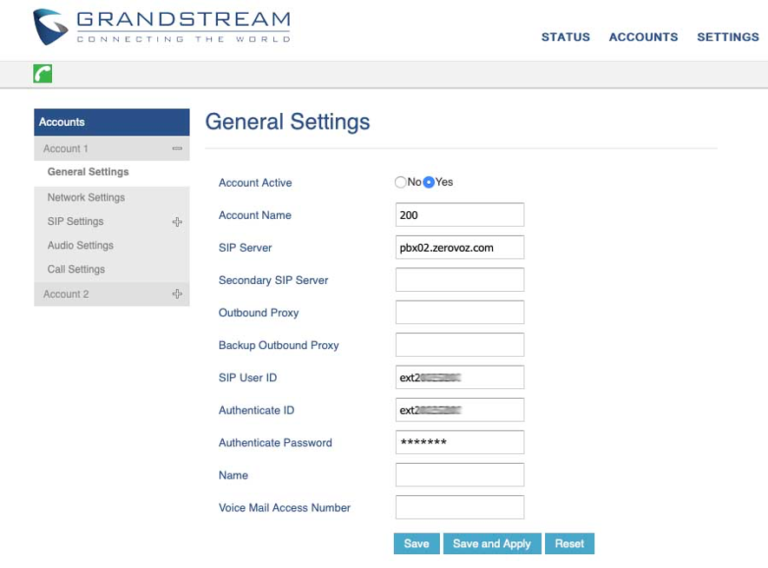 Cómo registrar Extensión SIP en terminal Grandstream | Zerovoz